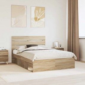 Rám postele s čelo Sonoma dub 150 x 200 cm Masivní borové dřevo 3411730