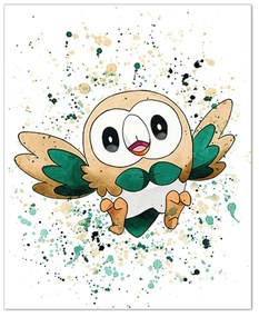 Obraz s motivem Pokémon - 4 rozměry Rozměr: 13x18 cm, Varianta: Rowlet