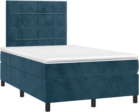 Box spring postel s matrací tmavě modrá 120x190 cm samet 3269999