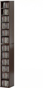 HOMCOM 2dílná sada sloupových regálů, úložný prostor na CD a DVD, 12 přihrádek, 21 x 22,5 x 88,5 cm, kapacita 204 CD, hnědá