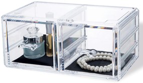 Velký stohovatelný organizér na šperky a kosmetiku Compactor - 2 zásuvky, čirý plast