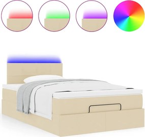 Otomanská postel s matrací &amp; LEDs krémová 120x190cm látka 3312296