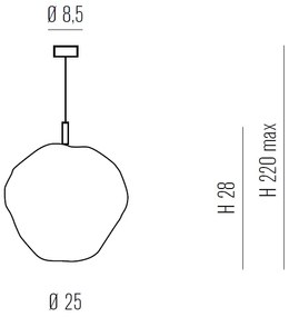 Metal Lux 274.525.01 Saxa, závěsé svítidlo z čirého skla, 1xE27, průměr 25cm
