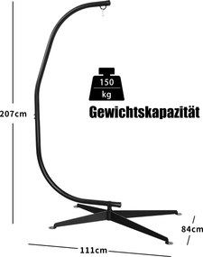 Costway 150 kg rám závěsného křesla rám závěsný rám křesla XXL 207 cm závěsný