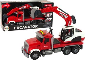 LEAN Toys Nákladní auto s bagrem, traktor, bagr, zvuky, světla