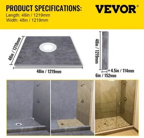 Vodotěsná sprchová souprava Vanička 121,9 × 121,9 cm s centrálním odtokem z PVC