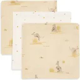 Jollein Kangaroots / Ubrousek mušelínový / 3 ks / 31×31 cm / 100% bavl