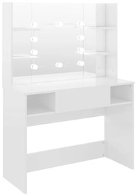 vidaXL Kosmetický stolek s LED světly 100x40x135 cm MDF zářivě bílý