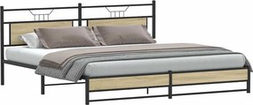 Kovový rám postele bez matrace dub sonoma 200 x 200 cm 3325123