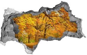 Wallmuralia Díra 3D ve zdi nálepka Podzim v parku 95x73 cm
