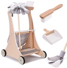 dětská dřevěná hračka úklidový vozík dekorace kik
