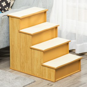 PawHut Schody pro domácí mazlíčky, pro psy/kočky, 4 stupně, krátký plyš, do 30 kg, 40 x 59 x 54,2 cm, přírodní