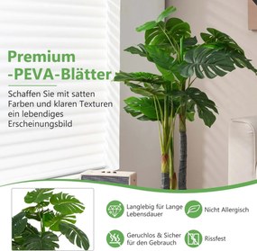 Costway 120 cm vysoký umělý strom Falešná rostlina Monstera Deliciosa, zelený