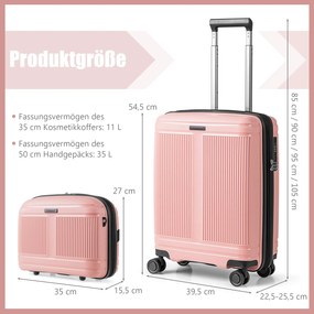 Costway Sada 2 kusových zavazadel včetně 20" příručního kufru a 14" kosmetického