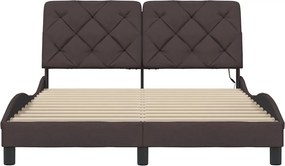 Rám postele s LED bez matrace Tmavě hnědá 140x190 cm Látka 3310667
