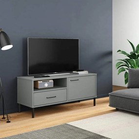 vidaXL TV skříňka s kovovými nohami masivní borové dřevo OSLO [351022] Barva: Bílá