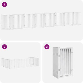 Zábrana pro psy s dvířky skládací 15 panelů bílá 750 cm topol 3155708