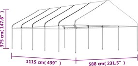 Altán se střechou bílý 11,15 x 5,88 x 3,75 m polyethylen 3155521