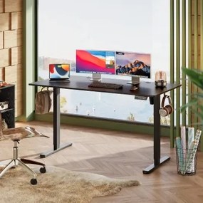 Aosom Elektricky výškově nastavitelný stůl, 3násobné ukládání výšky a LED ovladač, 140x70x72-118 cm, Černá