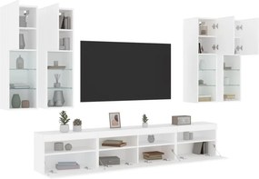 7dílná obývací stěna s LED osvětlením bílá 3216771