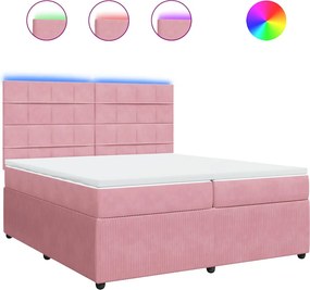 Box spring postel s matrací růžová 200x200 cm samet 3294735
