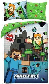 Oboustranné bavlněné ložní povlečení Minecraft - motiv Herní svět - 100% bavlna - 70 x 90 cm + 140 x 200 cm