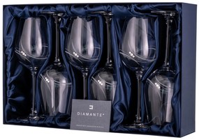 Diamante skleničky na červené víno Atlantis s krystaly Swarovski 500 ml 6KS