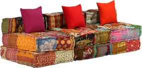 3místný modulární pouf patchwork textil 244983