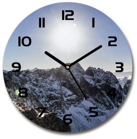 Wallmuralia Skleněné hodiny na stěnu Zima v Tatrách fi 30 cm