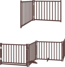 Zábrana pro psy s dvířky skládací 6 panelů hnědá 480 cm topol 3155745