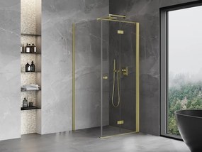 Mexen Mist-F T, 1-křídlý ​​skládací sprchový kout pravý 95 x 95 cm, čiré sklo, zlatý matný profil, 8A6T-095-095-55-00-P
