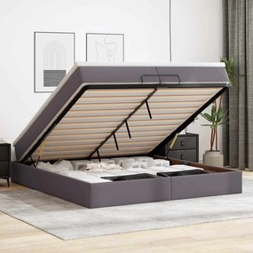 Osmanský rám postele s matrací šedá 200x200cm umělá kůže 3311059