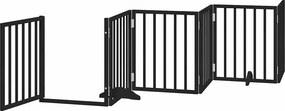 Zábrana pro psy s dvířky skládací 9 panelů černá 450 cm topol 3155541