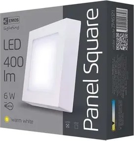 EMOS přisazené LED svítidlo čtverec 6W / 36W / teplá bílá / IP20