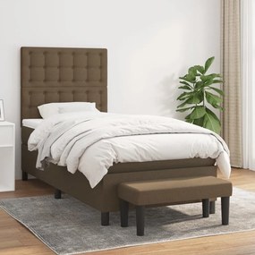 vidaXL Box spring postel s matrací 90x200 cm textil [3136886] Barva: tmavě hnědá
