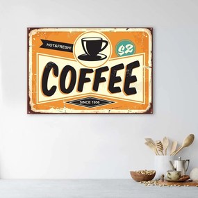 Obraz na plátně Káva s nápisem Retro - 100x70 cm