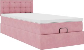 Osmanský rám postele s matrací růžová 90x190cm samet 3312739