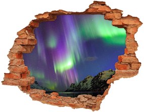 Wallmuralia Díra 3D ve zdi nálepka Polární záře 90x70 cm
