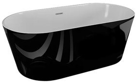 Polimat Akrylátová volně stojící vana Uzo 160x80 Barva: Bílá/černá lesk, Rozměry (cm): 160x80