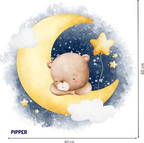 PIPPER. Samolepka na zeď "Medvídek na Měsíci"