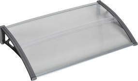 Stříška na dveře, ochrana proti dešti, větru a krupobití, polykarbonát, hliníkové spojovací tyče, 110 x 60 x 18 cm, šedá barva