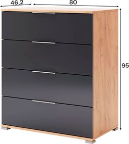 Komoda Junior 4šu Lava / dub kraft Luna