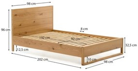Jednolůžková postel z dubového dřeva s roštem 90x190 cm v přírodní barvě Alguema – Kave Home