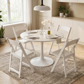 HOMCOM 4dílná sada skládacích židlí z plastové pryskyřice a PU, přenosné skládací židle pro vnitřní i venkovní použití, 45x44x78 cm, bílá