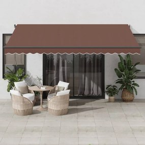 Automatická zatahovací markýza s LED světly hnědá 450 x 350 cm 3215410