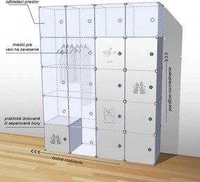 Tempo Kondela Dětská modulární skříň, šedá/dětský vzor, AVERON