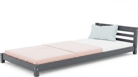 Benlemi Nízká dětská jednolůžková postel TULY s čelem Zvolte barvu: Tmavě šedá, Zvolte rozměr: 120x200 cm, Zvolte zábranu: S otevřeným vstupem