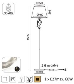 ACA DECOR Stojací lampa BASILICO max. 60W/E27/230V/IP20