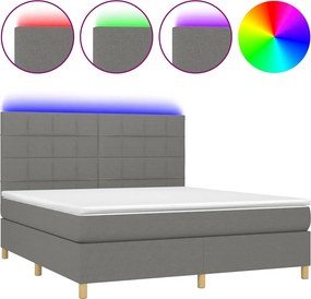 Box spring postel s matrací a LED tmavě šedá 160x200 cm textil 3135446
