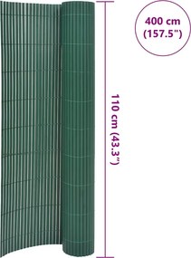 Oboustranný zahradní plot 110 x 400 cm zelený 317157